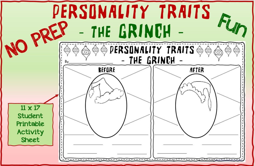 The Grinch Personality Traits - A Christmas Language Arts Activity ...