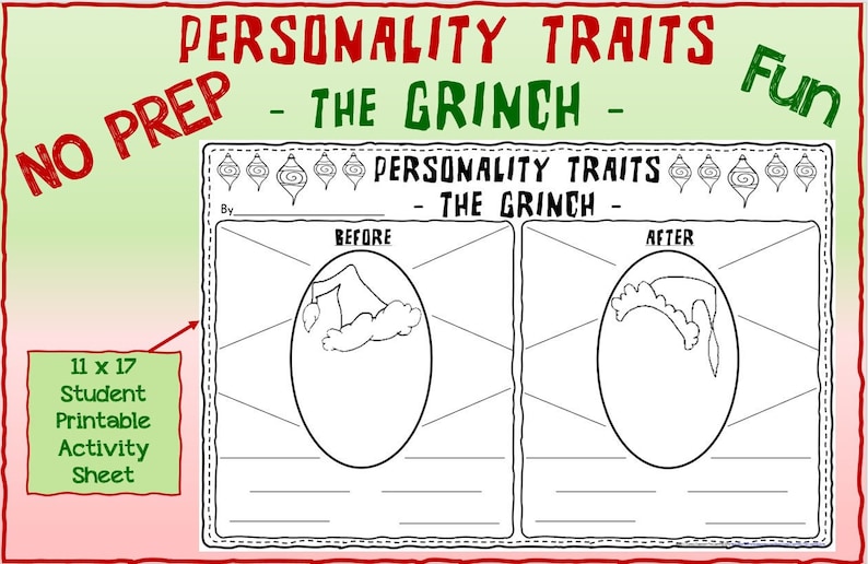 The Grinch Personality Traits - A Christmas Language Arts Activity ...