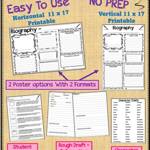Student Biography Writing Poster Project - 11 X 17 Printable PDF - Etsy