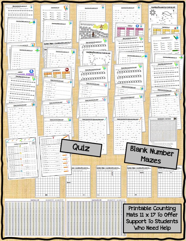 Math Skip Counting to 1000 by 1's, 2's, 3's, 4's, 5's, and 10's 100 ...