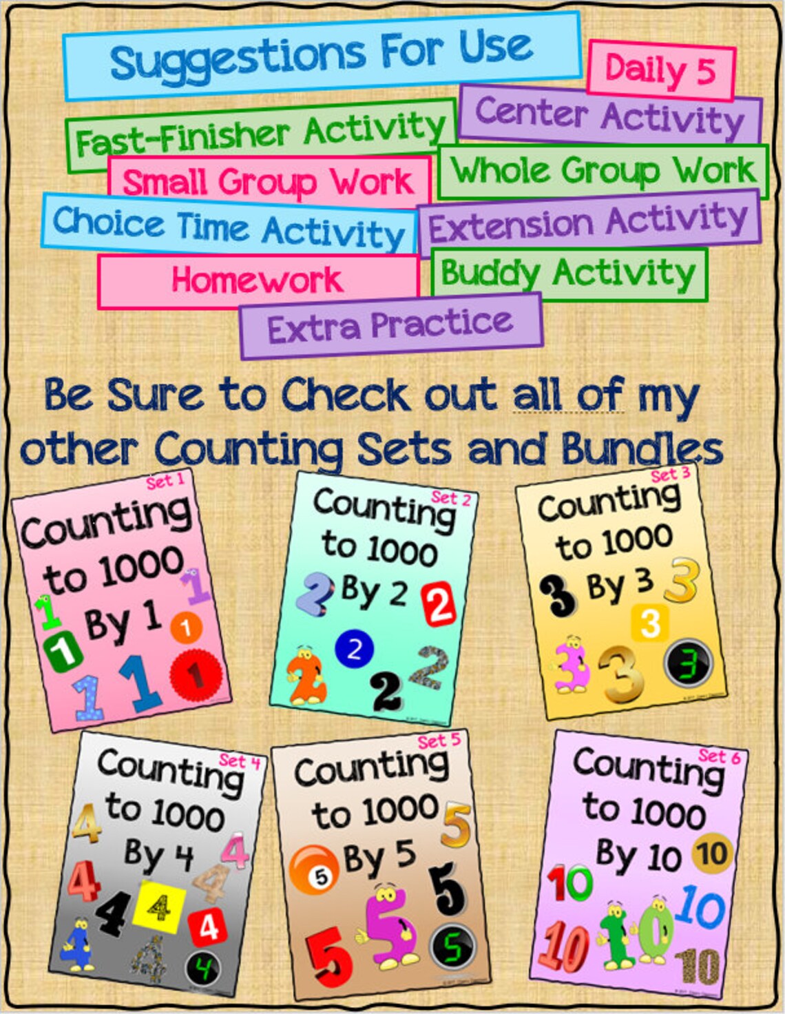 Math Skip Counting to 1000 by 1 Worksheets Set 1 - Etsy