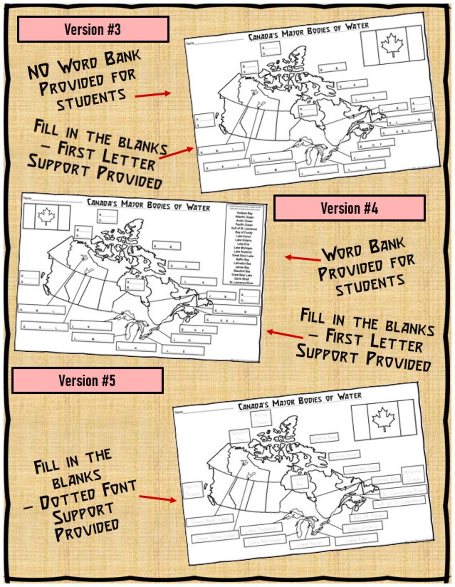 Map of Canada's Major Bodies of Water for Students to Label and Colour ...
