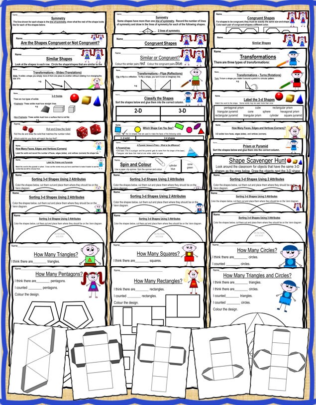Math - Geometry Worksheets, No Prep, Ready to Use, Printable PDF - Etsy