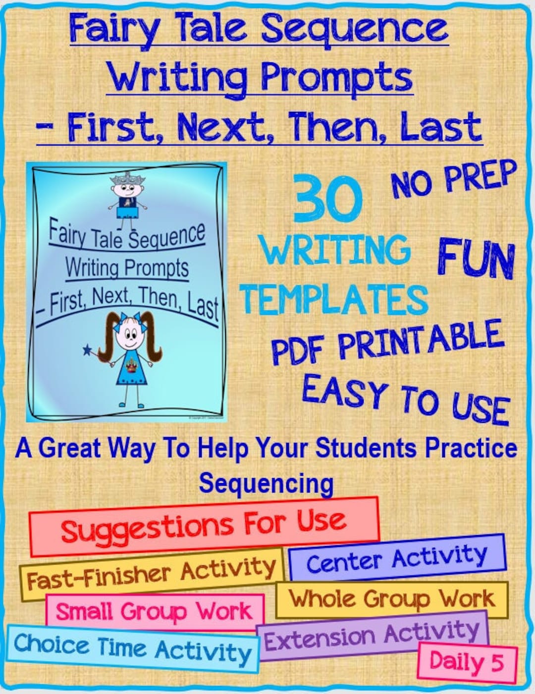 Fairy Tale Sequence Writing Prompts Activity Sheets - First, Next, Then ...