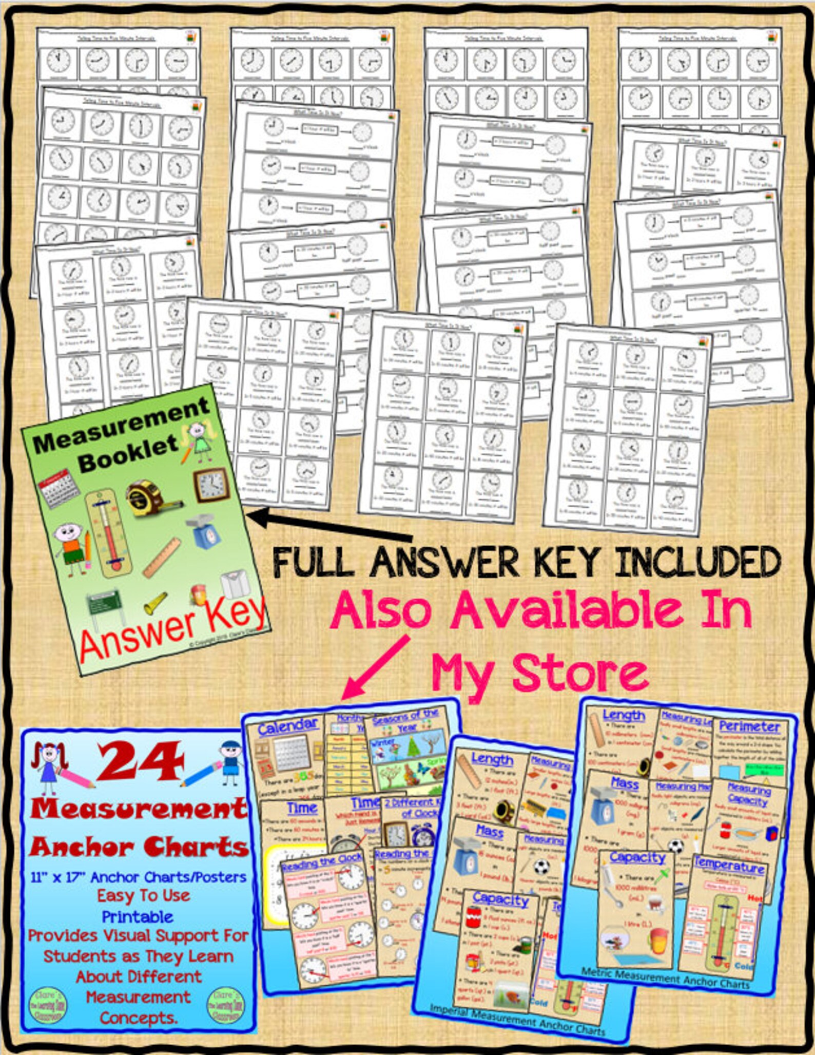 Math - Measurement Worksheets/unit With Answer Key - Printable PDF - Etsy