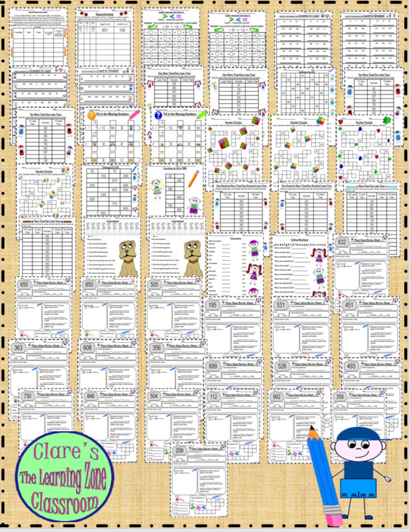 Math - Place Value to 999 - Hundreds, Tens, and Ones Worksheets ...