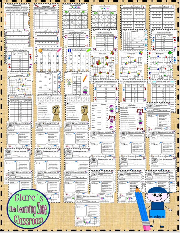 Math - Place Value to 999 - Hundreds, Tens, and Ones Worksheets ...