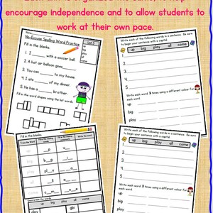 Spelling - No-excuse Words Spelling - 21 Unit Student PDF Printable ...