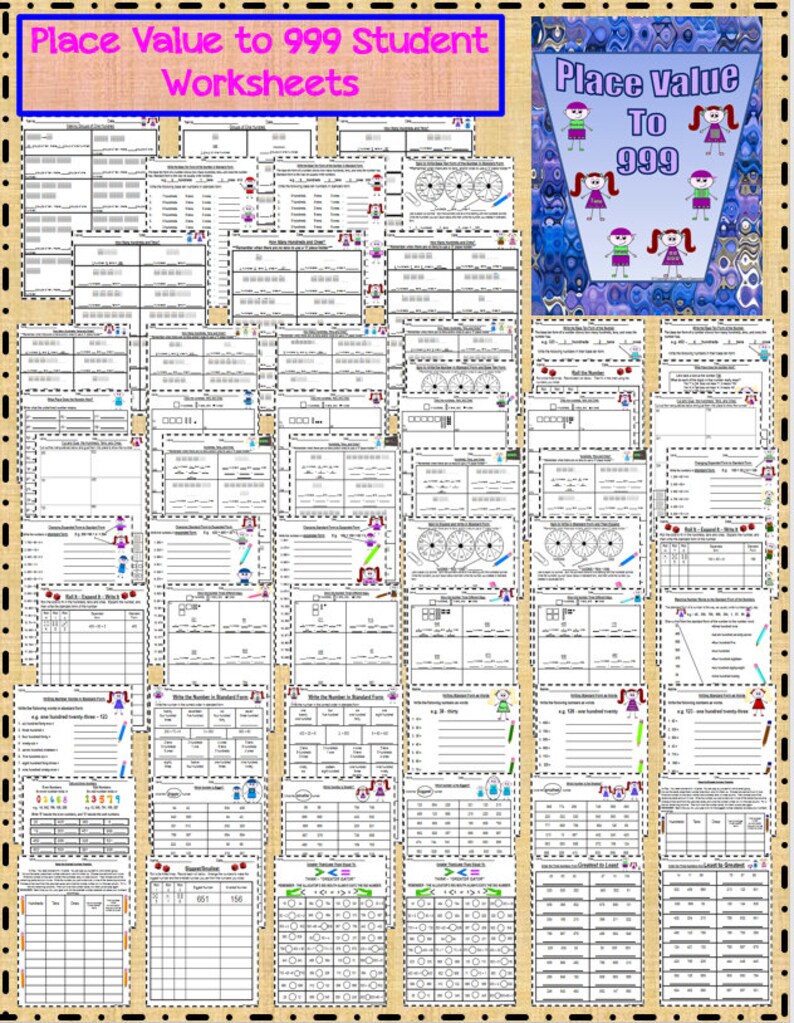 Math - Place Value to 999 - Hundreds, Tens, and Ones Worksheets ...