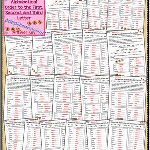 20 Alphabetizing to the First, Second, and Third Letter Worksheets With ...