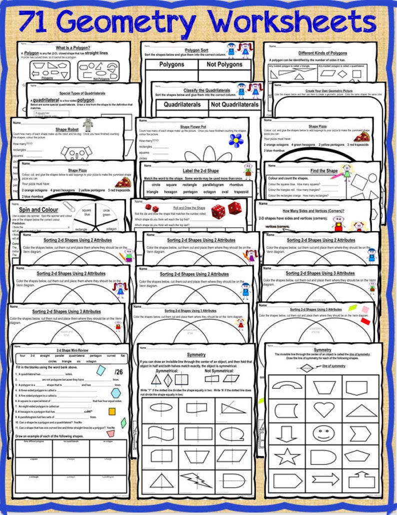 Math - Geometry Worksheets, No Prep, Ready to Use, Printable PDF - Etsy