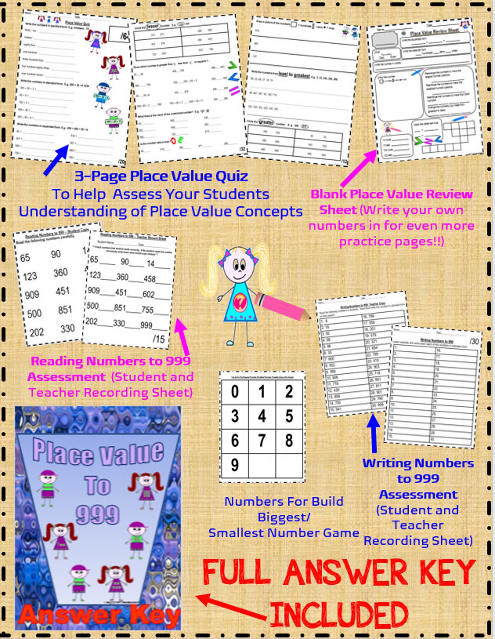 Math - Place Value to 999 - Hundreds, Tens, and Ones Worksheets ...