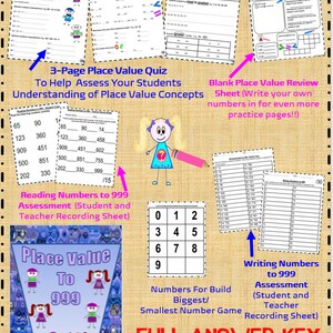 Math - Place Value to 999 - Hundreds, Tens, and Ones Worksheets ...