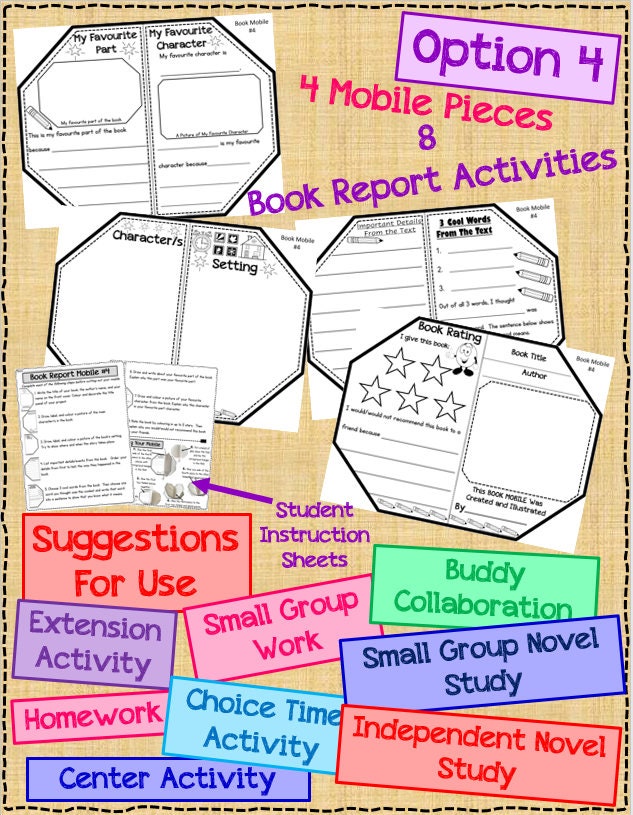 Book Report Templates - Mobile Display Activity for Novels and Picture ...