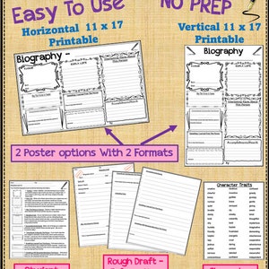 Student Biography Writing Poster Project - 11 X 17 Printable PDF - Etsy