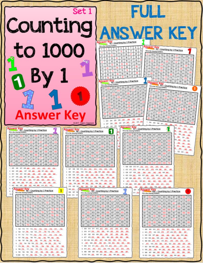 Math - Skip Counting to 1000 by 1 Worksheets - Set 1 - Etsy