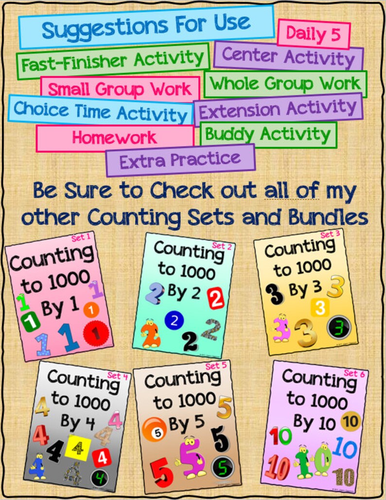 Math - Skip Counting to 1000 by 10 Worksheets - Set 6 - Etsy