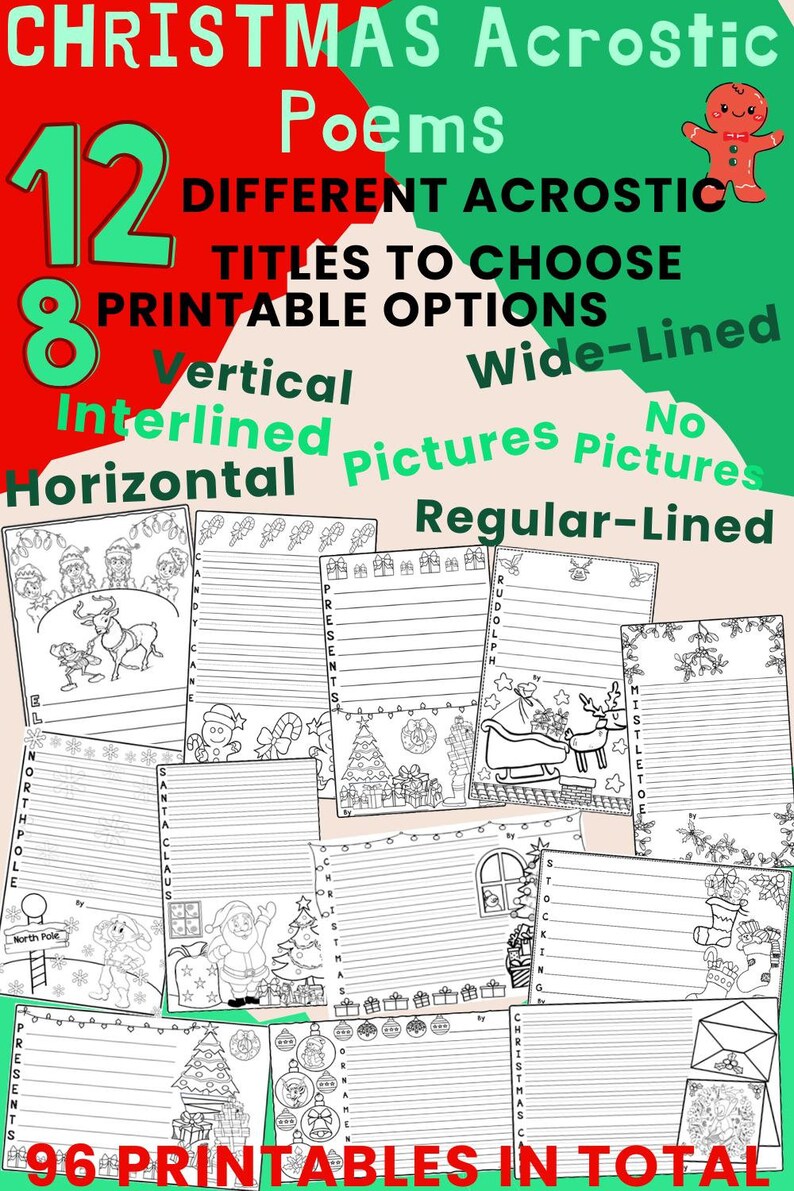 Christmas Acrostics - Christmas Writing Activity (10 - 11 X 17 PDF ...