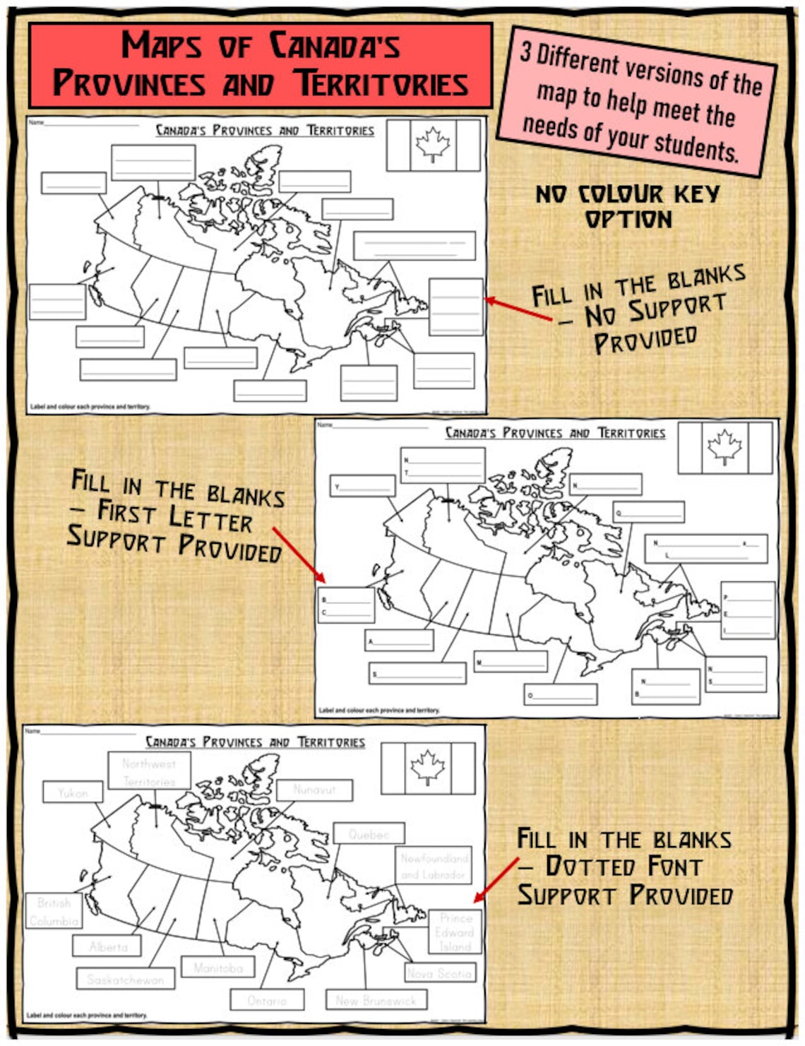 Map of Canada's Provinces and Territories for Students to Label and ...