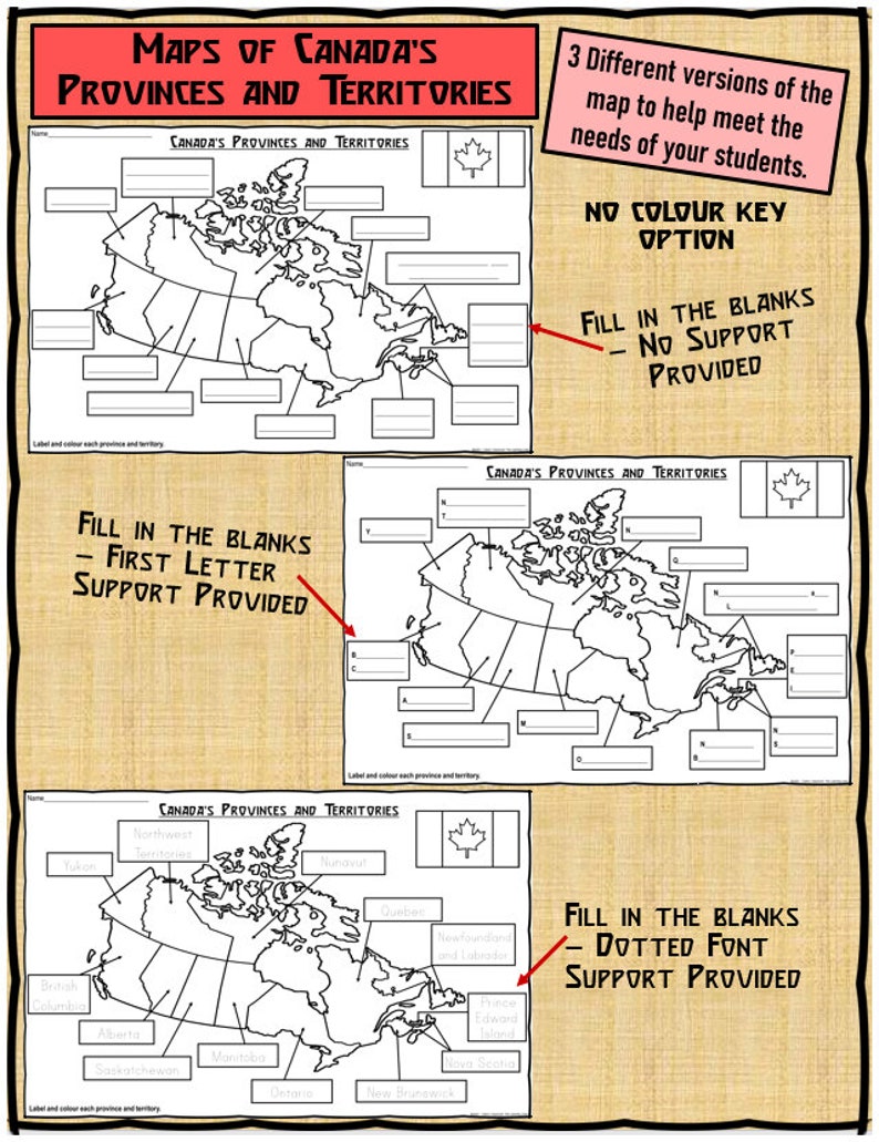 Map of Canada's Provinces and Territories for Students to Label and ...