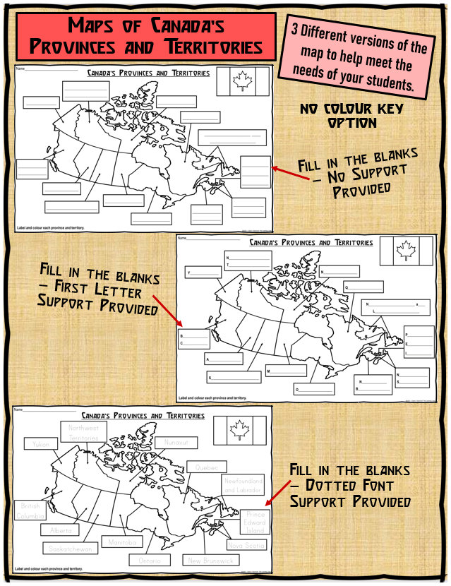 Map of Canada's Provinces and Territories for Students to Label and ...