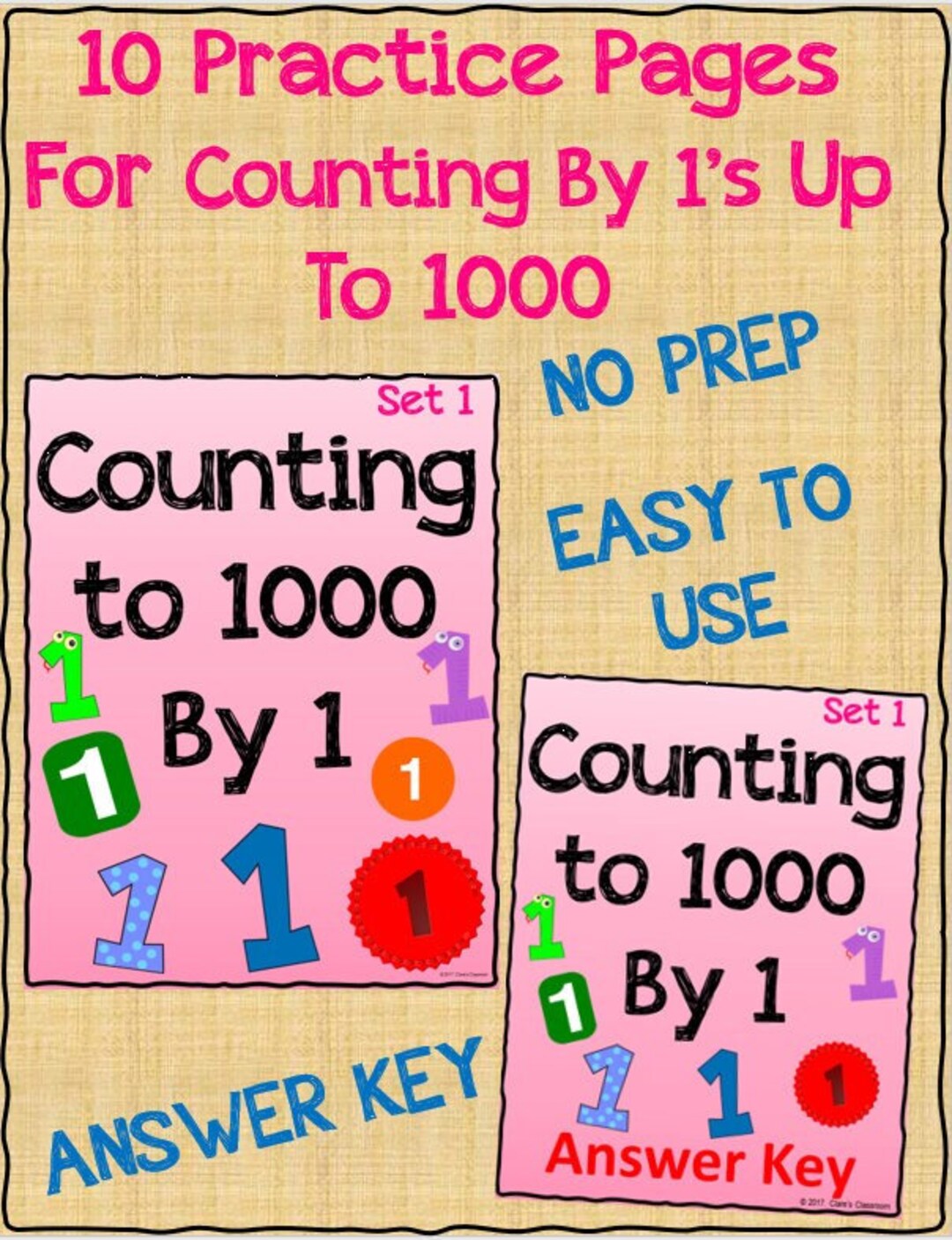 Math - Skip Counting to 1000 by 1 Worksheets - Set 1 - Etsy