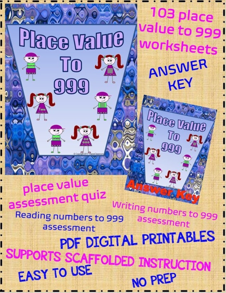 Math - Place Value to 999 - Hundreds, Tens, and Ones Worksheets ...