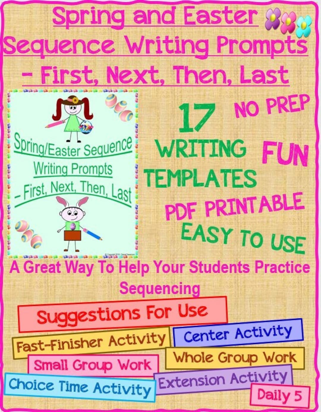 Spring and Easter Sequence Writing Prompts Activity Sheets - First ...