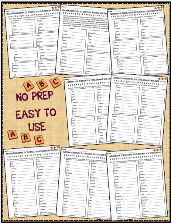 20 Alphabetizing to the First, Second, and Third Letter Worksheets With ...