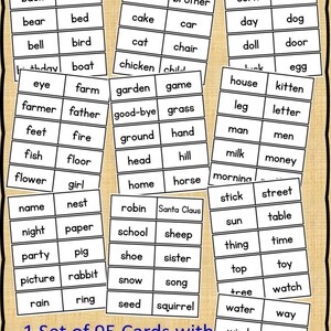 Sight Words - Dolch 95 Nouns Picture and Word Flashcards | PRINTABLE ...