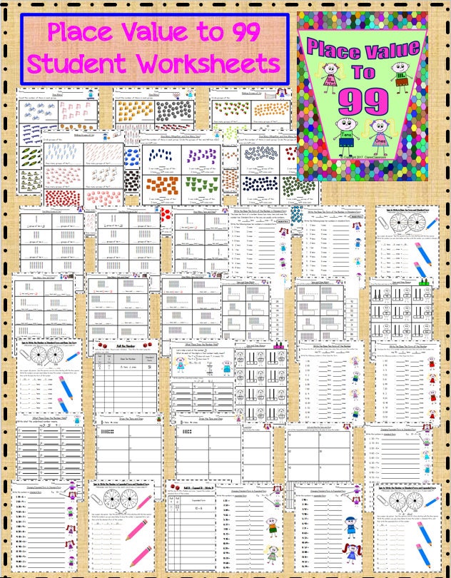 Math - Place Value to 99 - Tens and Ones Worksheets | Printable PDF - Etsy