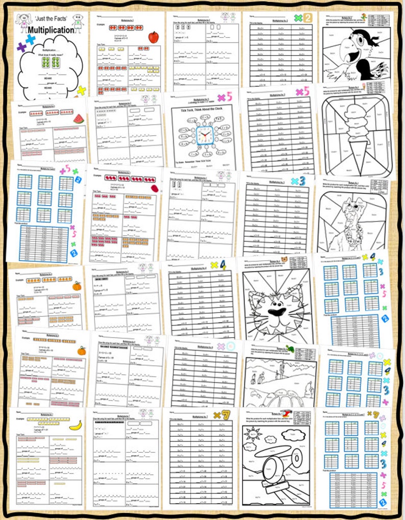 Multiplication Basic Facts Unit Worksheets With Answer Key - Etsy