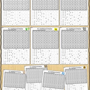Math - Skip Counting to 1000 by 10 Worksheets - Set 6 - Etsy