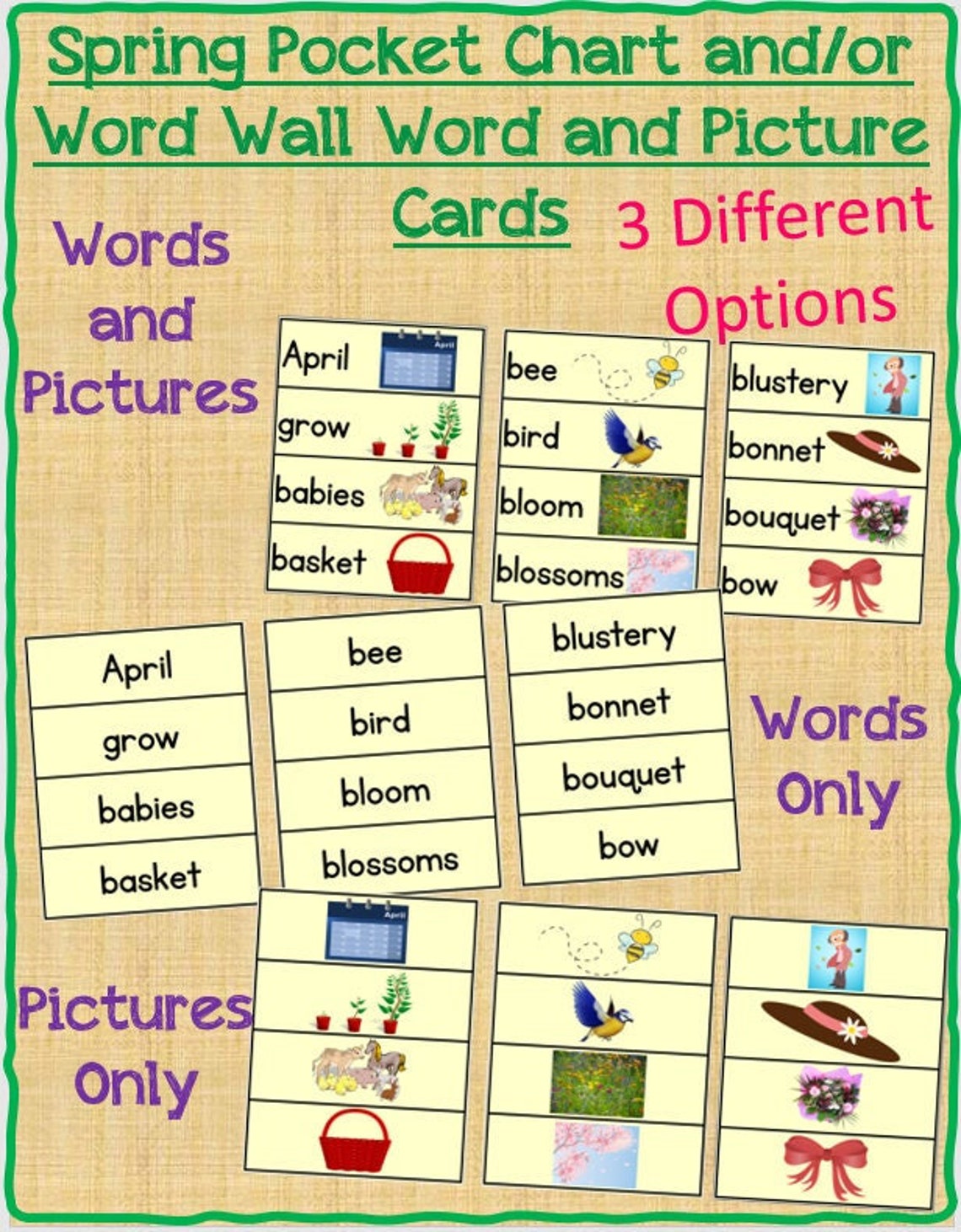 Spring Classroom Word Wall Display - Etsy