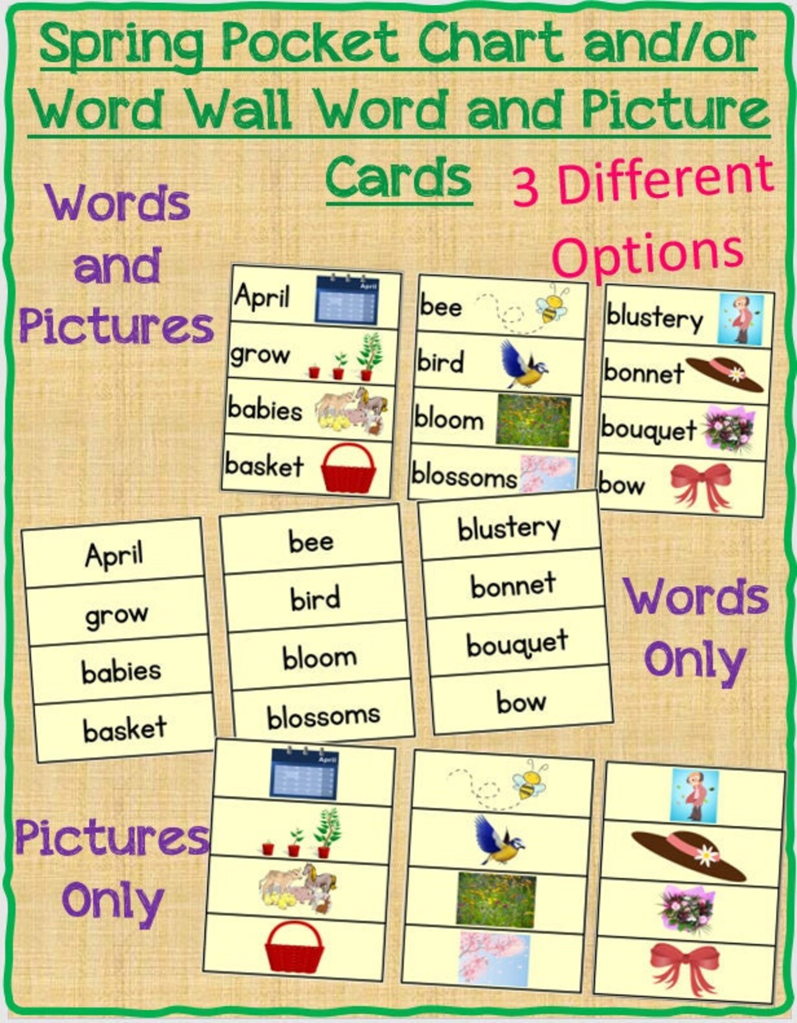 Spring Classroom Word Wall Display - Etsy