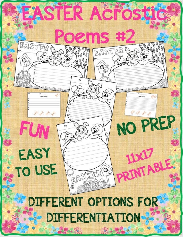 Easter Acrostic Poem 2 Templates PDF Printable - Etsy