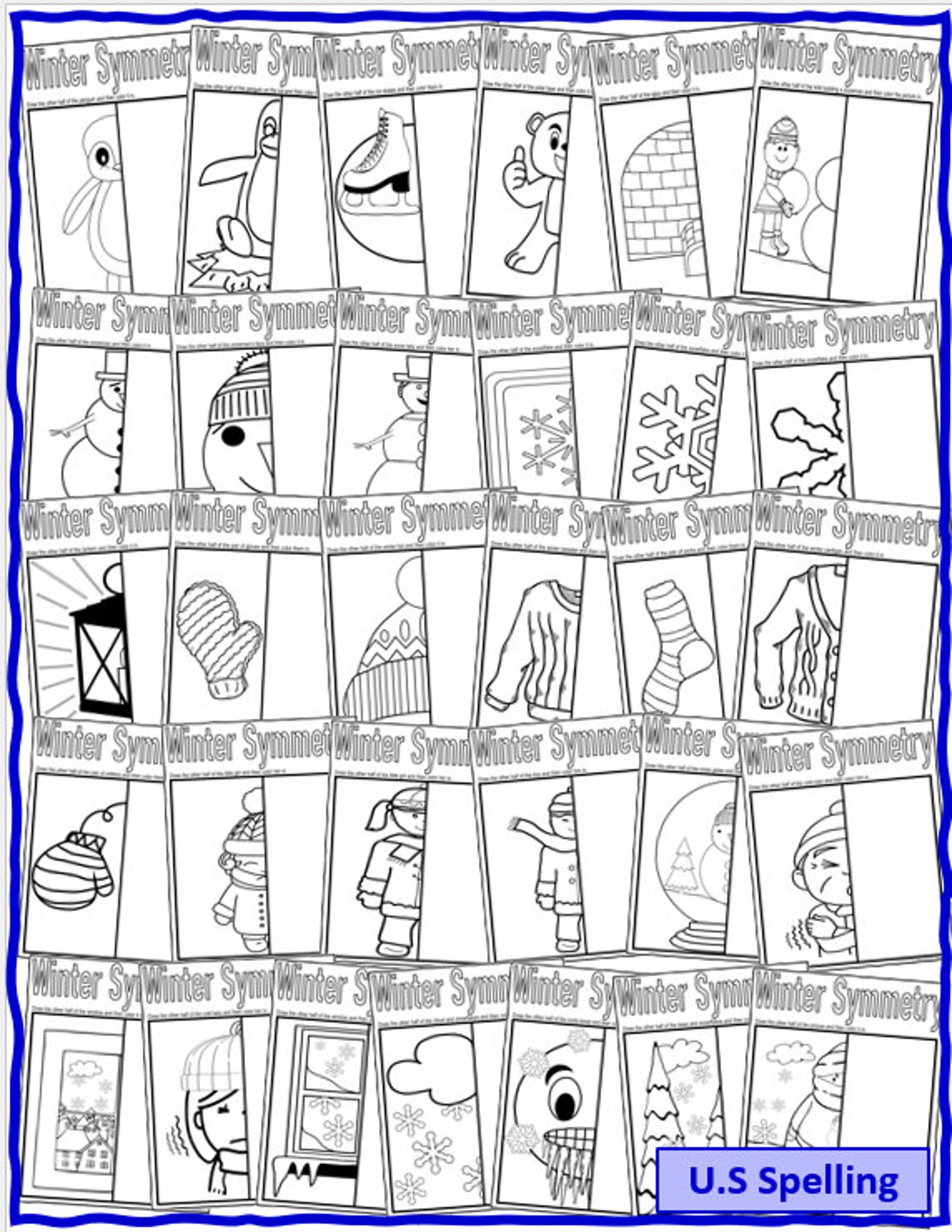 Winter Symmetry Worksheets (31 Pages) - Etsy