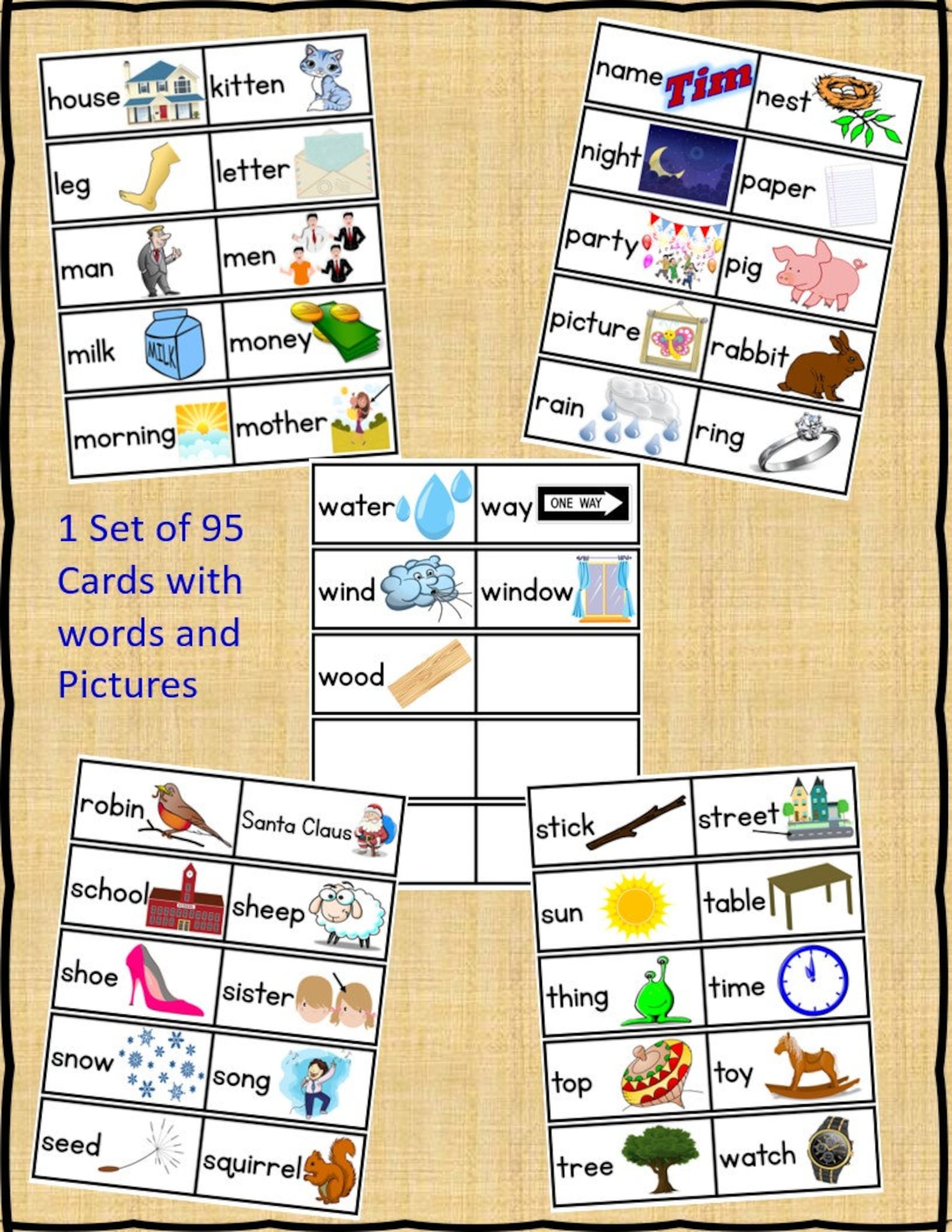 Sight Words - Dolch 95 Nouns Picture and Word Flashcards | PRINTABLE ...