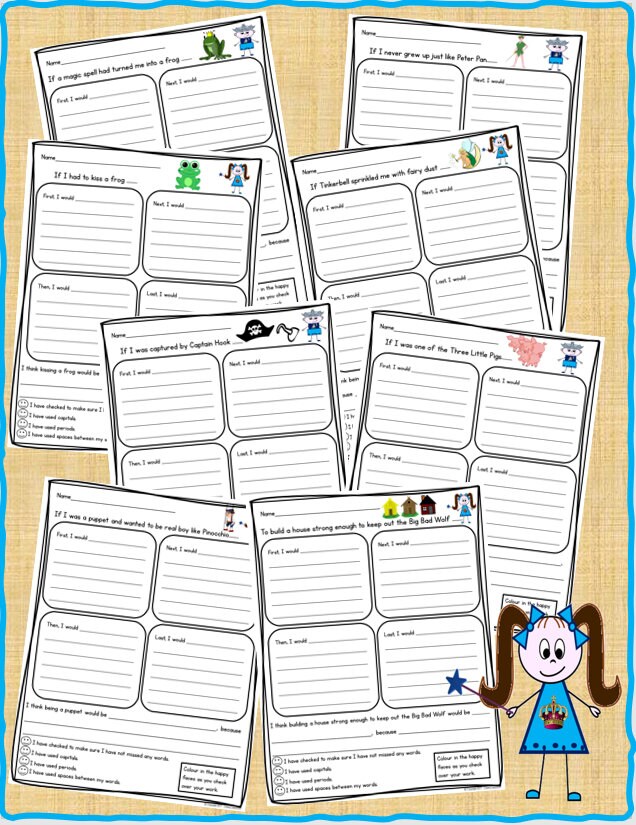 Fairy Tale Sequence Writing Prompts Activity Sheets - First, Next, Then ...