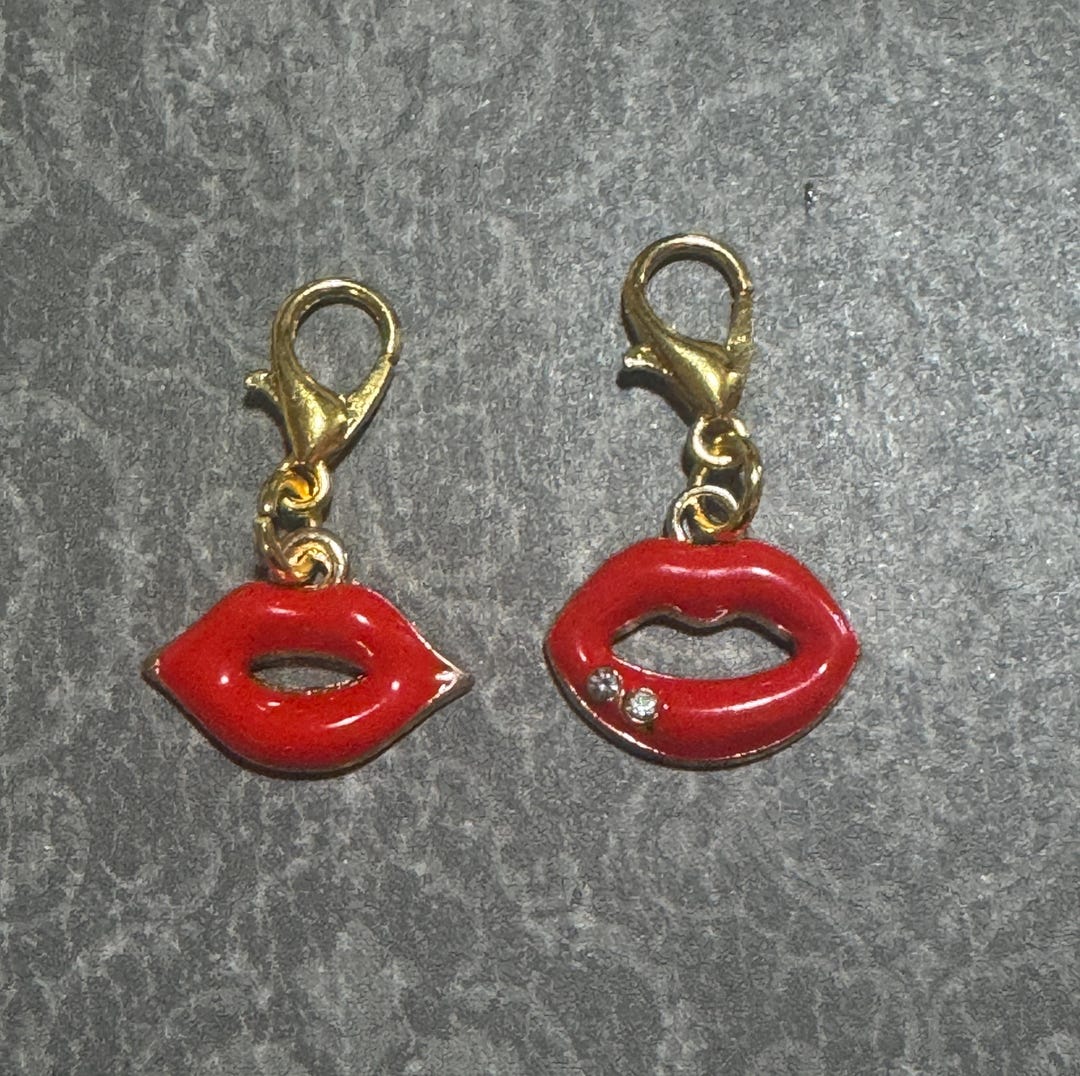 Clip on Charms Red Lips Zipper Charms for Purse Charms for Bracelet ...