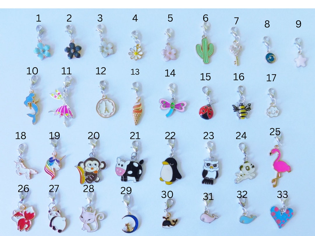 Enamel Clip on Charm - Zipper Pull, Bracelet Charm - Etsy