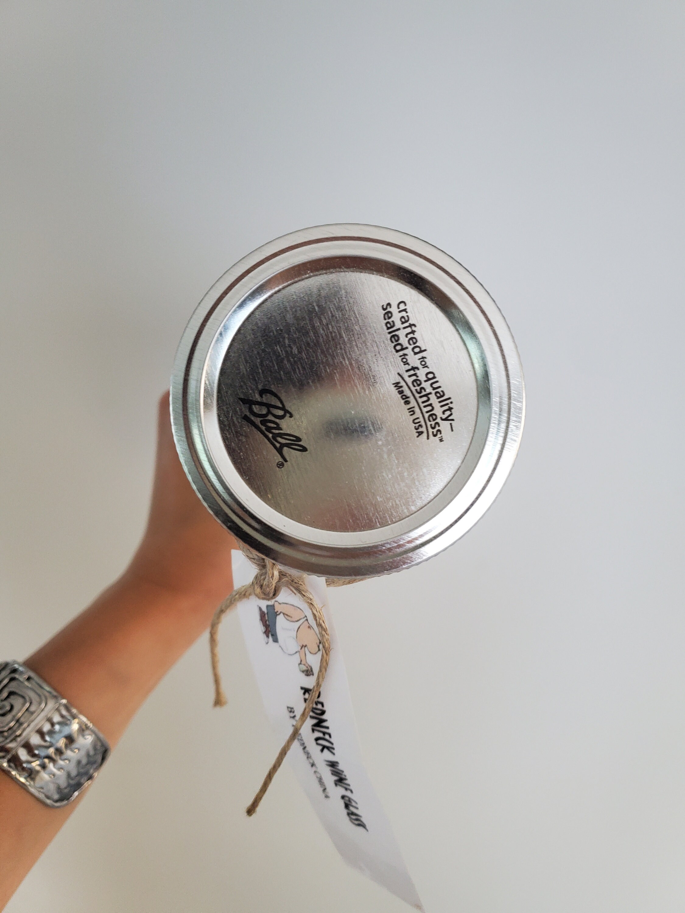 Redneck Hillbilly Wine Glass 12oz Ball Mason Jar on Stem Silver Lid 9 ...