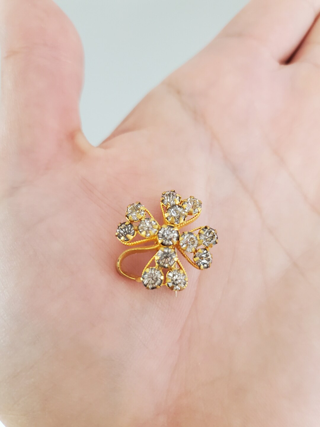 Victorian Rhinestone Four Leaf Clover Pin - Etsy