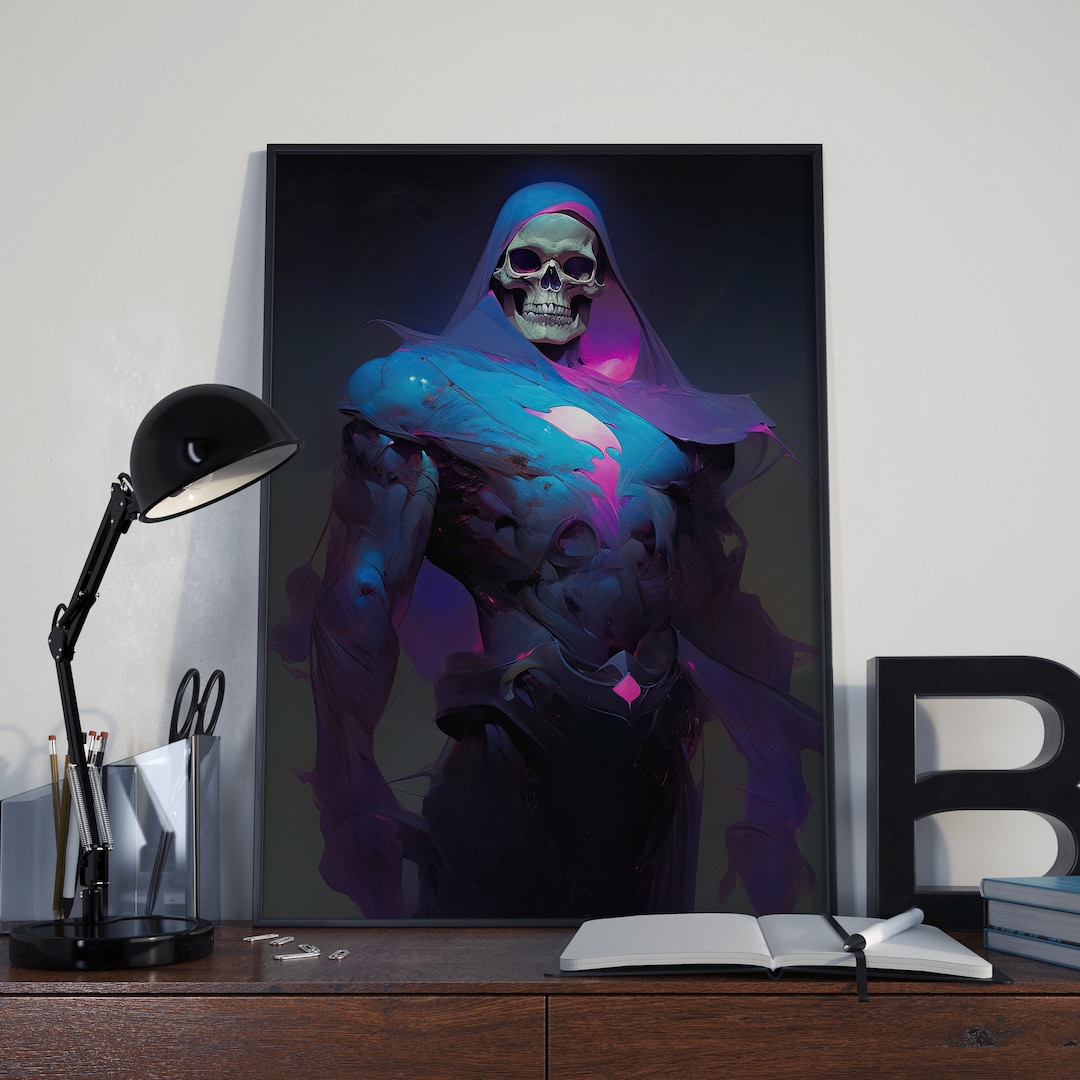 Skeletor Digital Download Pinup Poster Wall Art Watercolor Painting ...