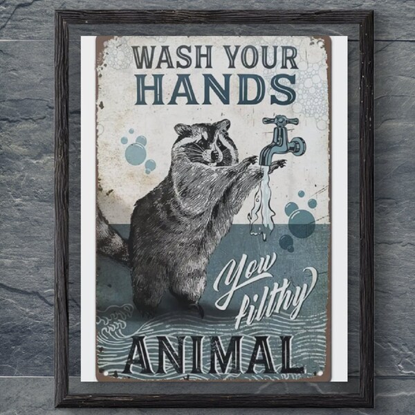 Wash Your Hands Racoon - Etsy
