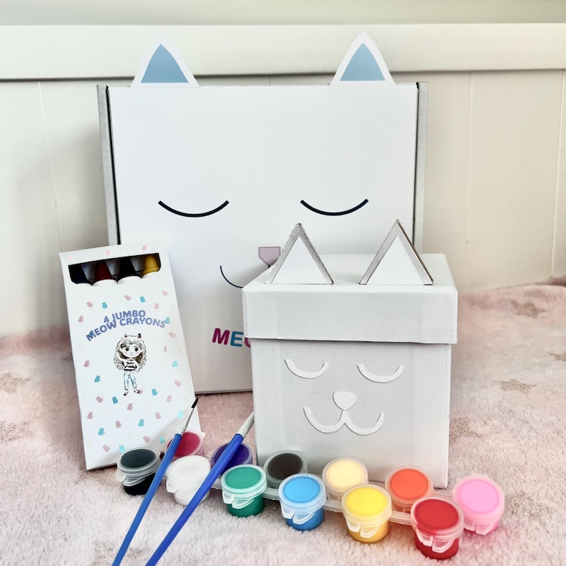 Gabby's Dollhouse Meow Box: DIY Paintable Cat Mailbox Surprise for Kids ...