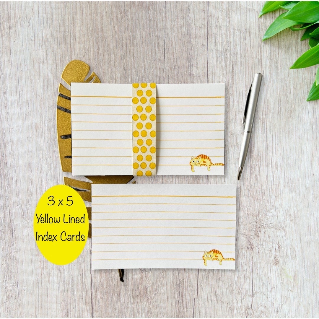 3x5 Index Cards Pack of 25 Index Cards Yellow Ruled Index - Etsy