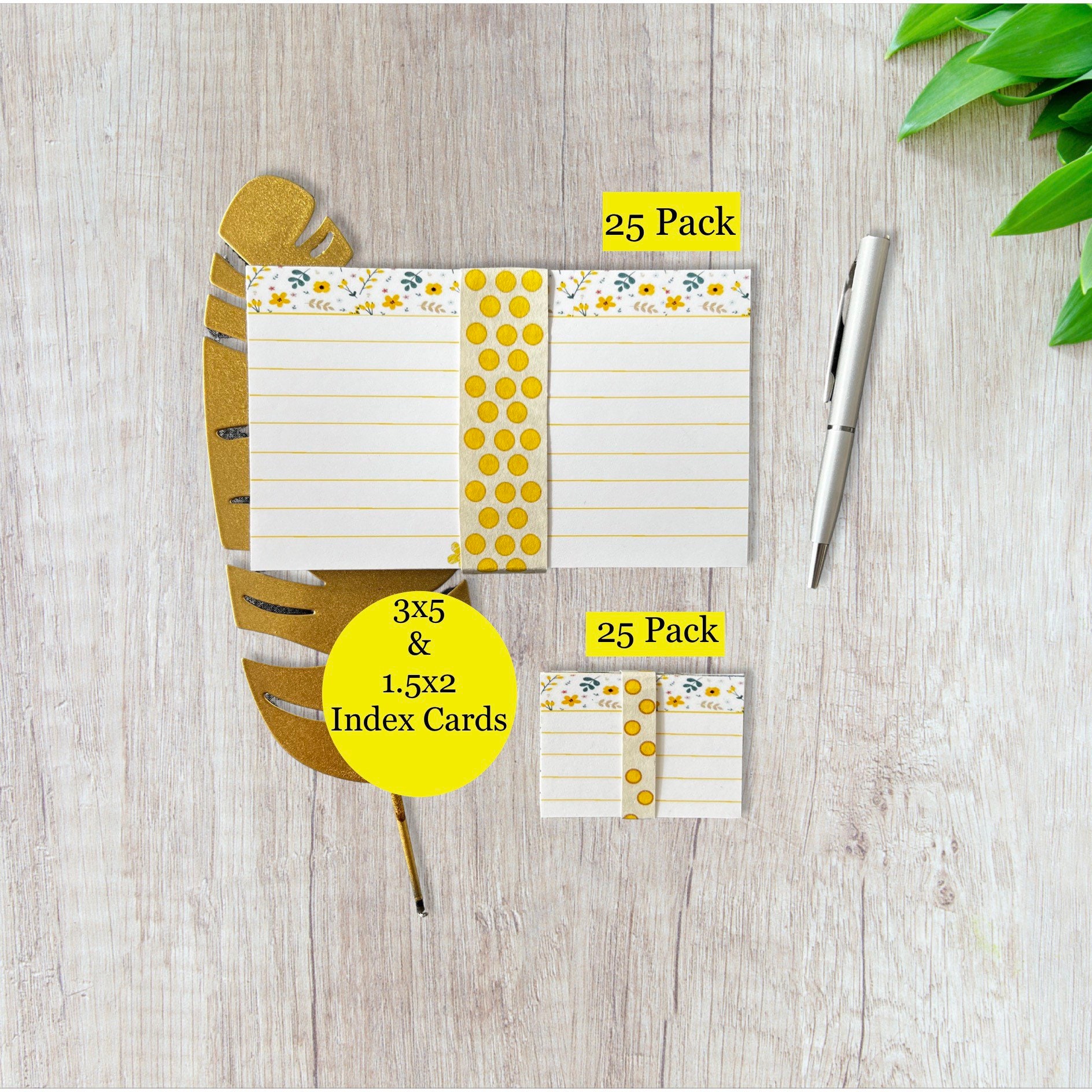 3x5 Index Cards - Yellow Ruled Index Cards -pack of 25 Index Cards ...