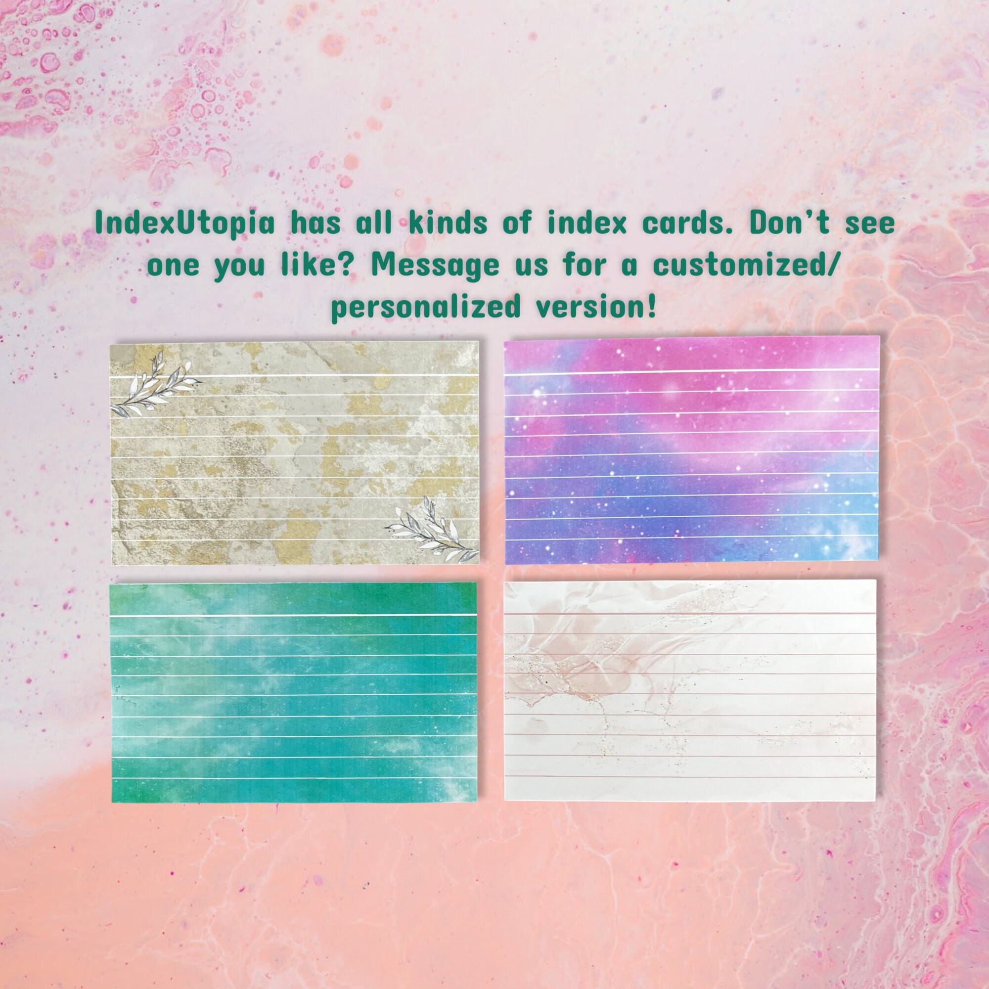 3x5 Index Cards Marble Ruled Index Cards pack of 25 Index Cards Floral ...