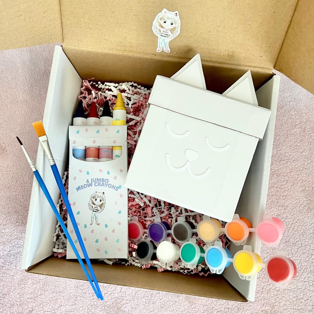 Gabby's Dollhouse Meow Box: DIY Paintable Cat Mailbox Surprise for Kids ...